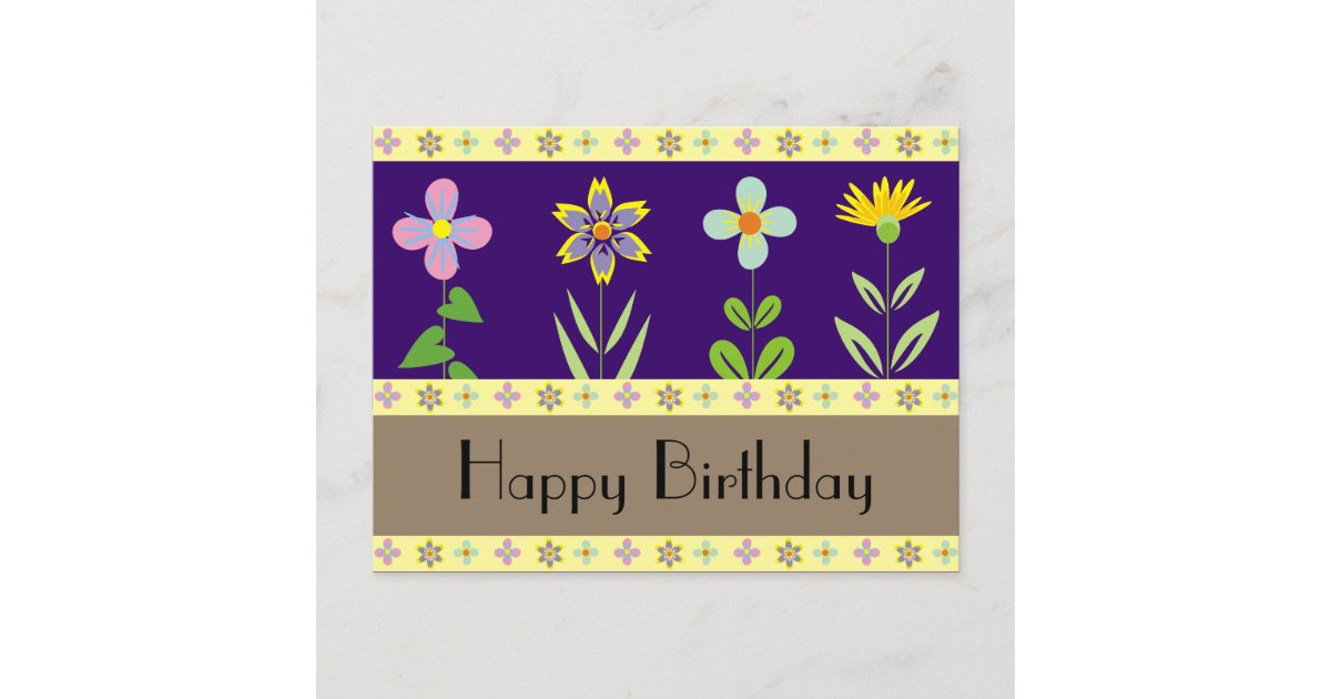 Spring Garden Happy Birthday Postcards | Zazzle