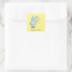 Spring Gnome Happy Easter Square Sticker | Zazzle