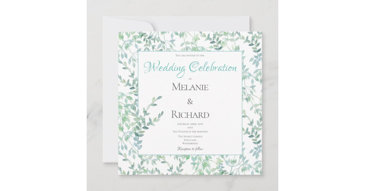 Spring Green Foliage Wedding Invitation | Zazzle