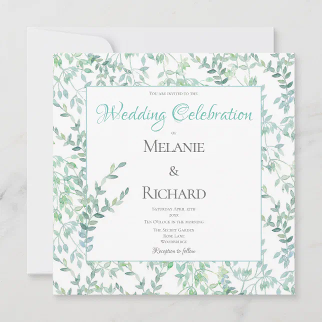 Spring Green Foliage Wedding Invitation | Zazzle
