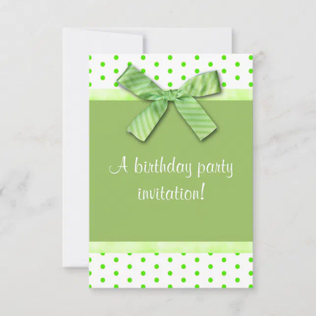 Spring Green Polka Dot Birthday Party Invitation | Zazzle