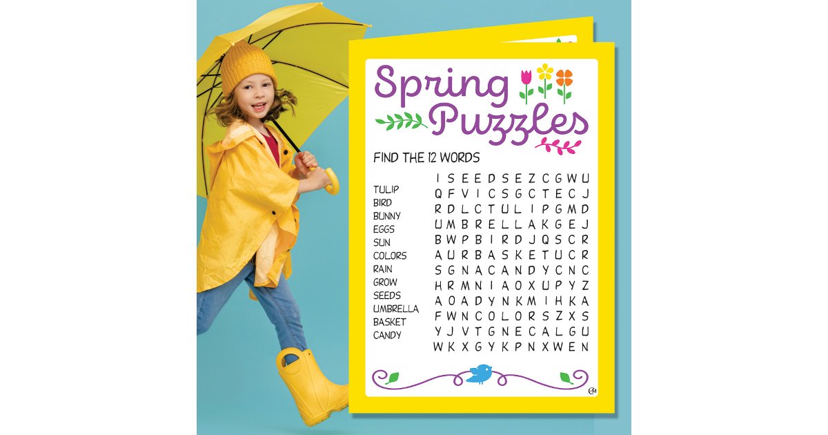 Spring Kids Puzzles Activity Card | Zazzle