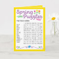 Spring Kids Puzzles Activity Card | Zazzle