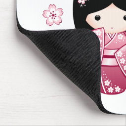 Spring Kokeshi Doll - Cute Japanese Geisha Girl Mouse Pad | Zazzle