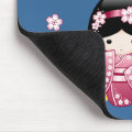 Spring Kokeshi Doll - Cute Japanese Geisha on Blue Mouse Pad | Zazzle