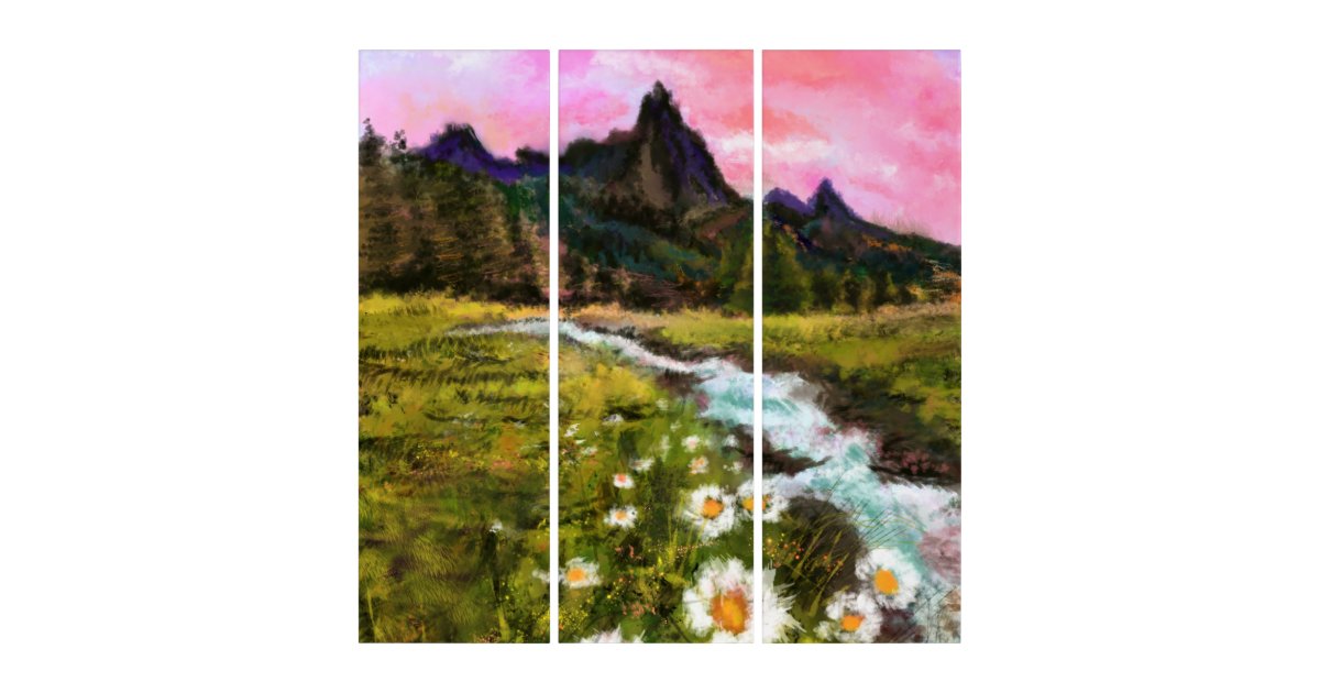 Spring Landscape - Flowering - Original Painting Triptych | Zazzle