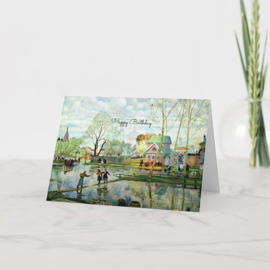 Spring Landscape Painting - Happy Birthday Card | Zazzle.com
