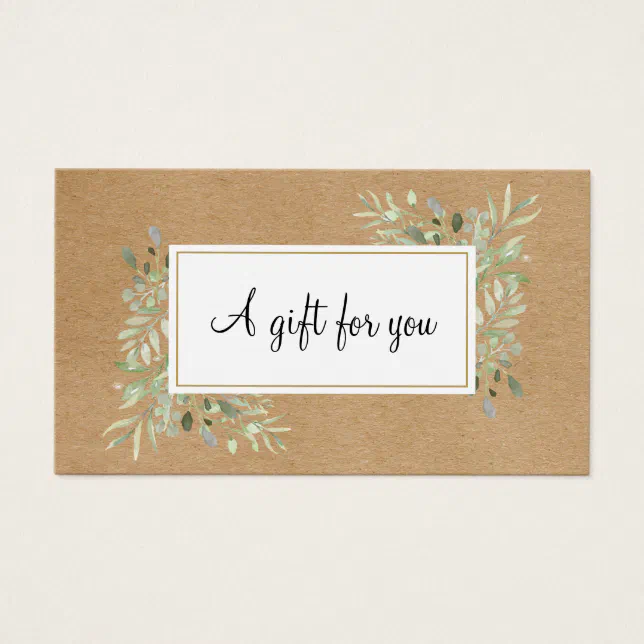 Spring Leaves Rustic Kraft Gift Card | Zazzle