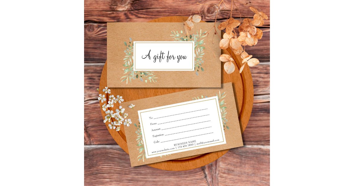 Spring Leaves Rustic Kraft Gift Certificate | Zazzle