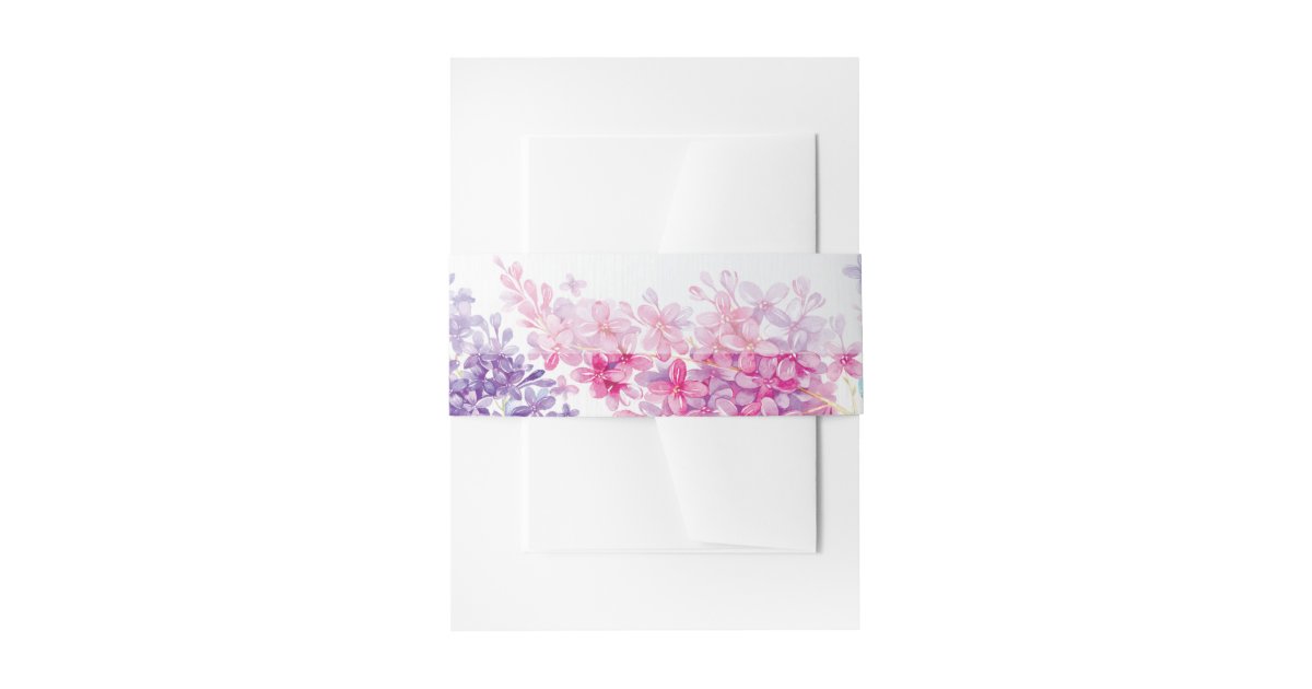 Spring Lilac Flower Blossom-Floral Wedding Invitation Belly Band | Zazzle