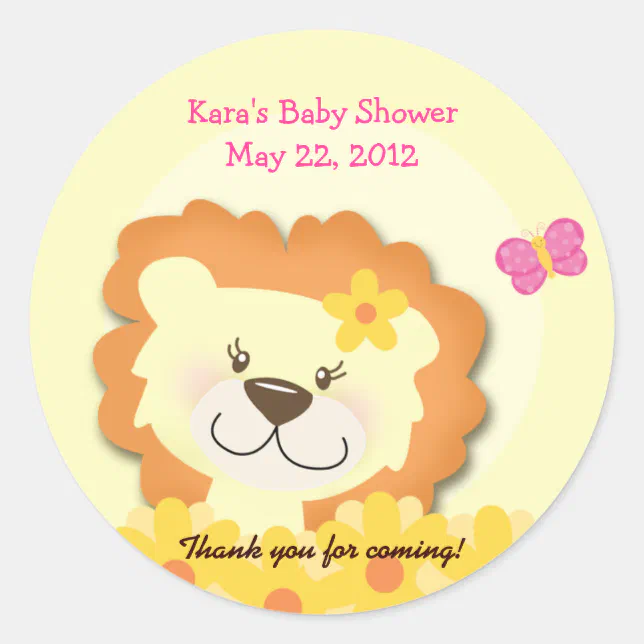 Spring Lion (Yellow) Round Custom Favor Sticker | Zazzle