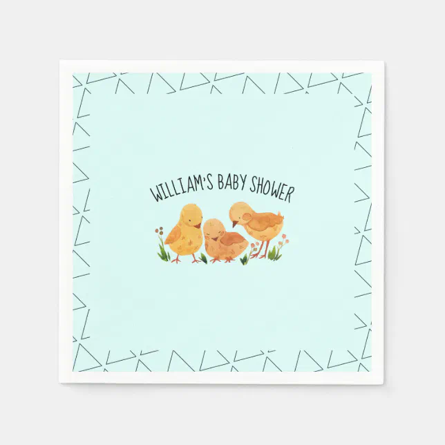 Spring Little Chicken Floral Baby Shower Napkins | Zazzle