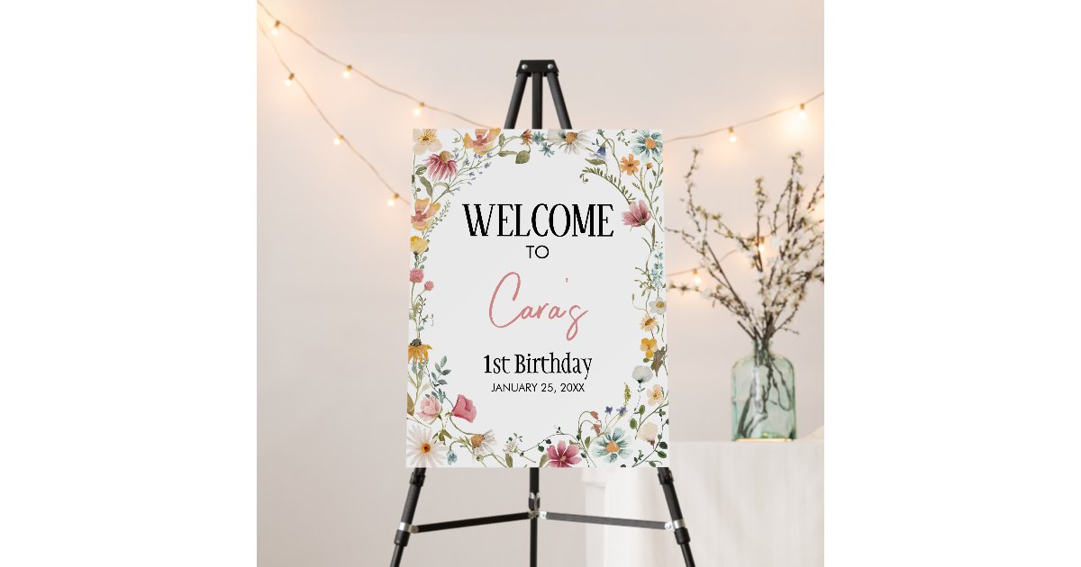 Spring Little Wildflower Birthday Welcome Sign | Zazzle