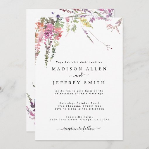 Spring Meadow Wildflower Wedding Invitation | Zazzle