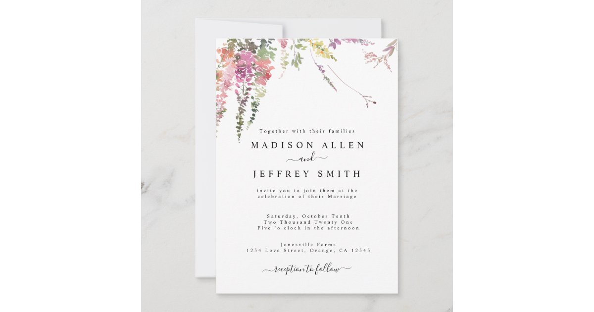 Spring Meadow Wildflower Wedding Invitation | Zazzle