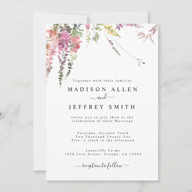 Spring Meadow Wildflower Wedding Invitation | Zazzle