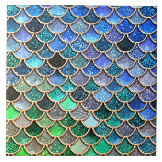 Spring Mermaid Green Glitter Scales- Mermaidscales Tile | Zazzle.com