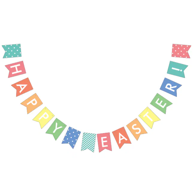 Spring Message Pastel Rainbow Happy Easter Bunting Flags | Zazzle