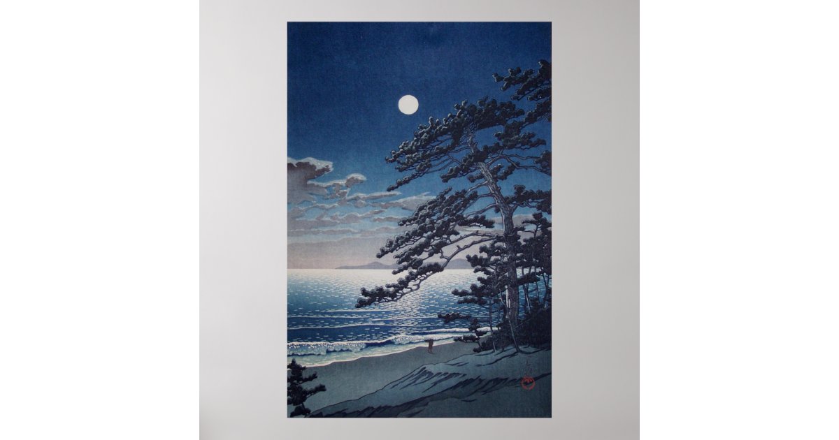 Spring Moon at Ninomiya Beach Kawase Hasui 1932 Poster | Zazzle