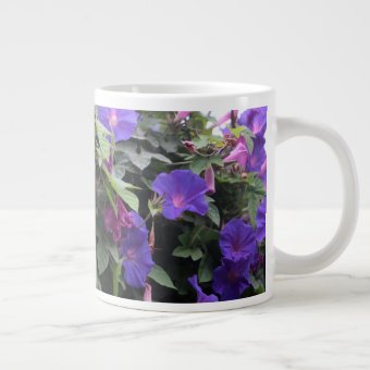 Spring Morning Glories in Blue Giant Coffee Mug | Zazzle