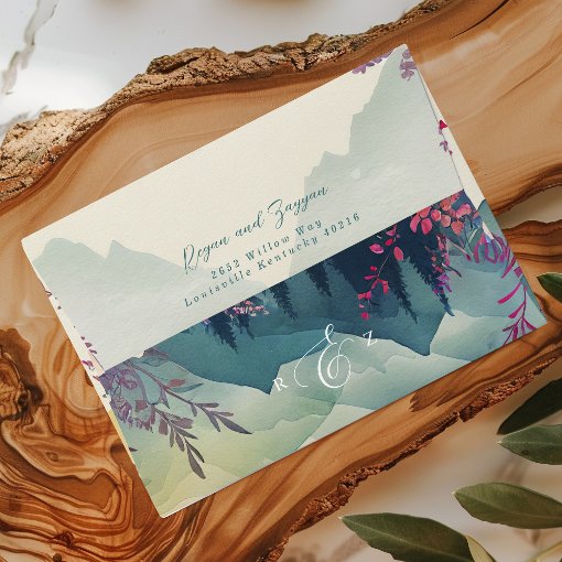 Spring Mountain Floral Wedding Envelope | Zazzle