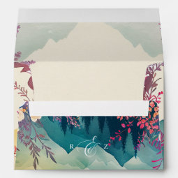 Spring Mountain Floral Wedding Envelope | Zazzle