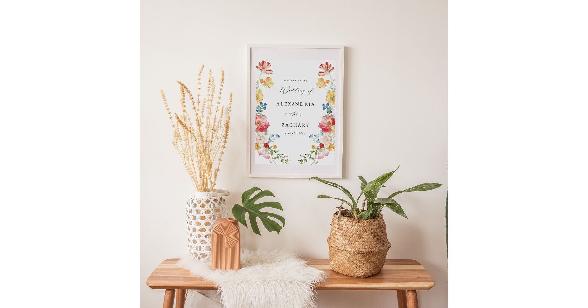 Spring Multi Color Florals Wedding Welcome Sign | Zazzle