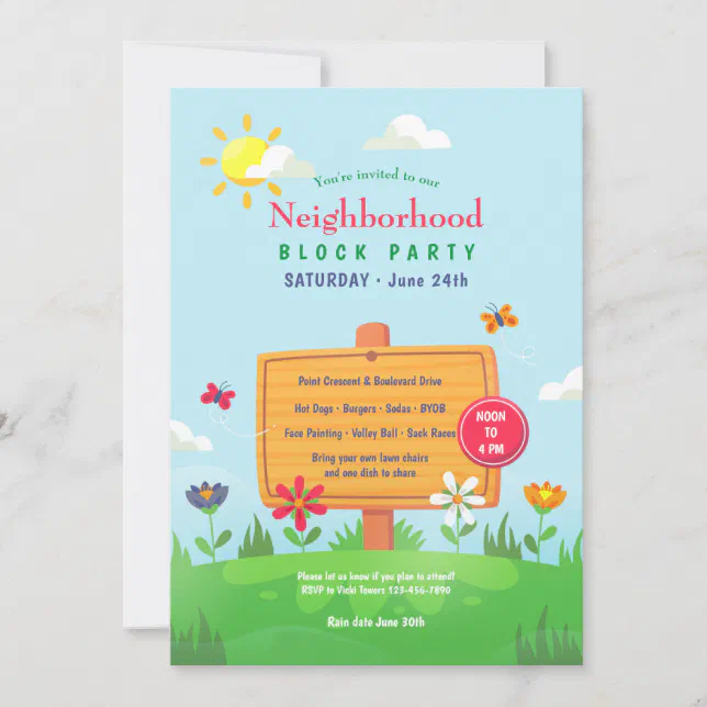 Spring Neighborhood Block Party Invitation | Zazzle
