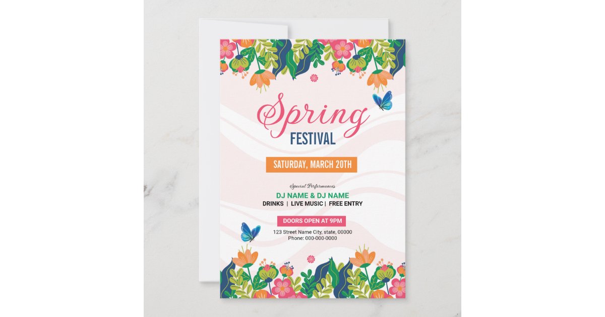 Spring Party Invitation Flyer Template | Zazzle