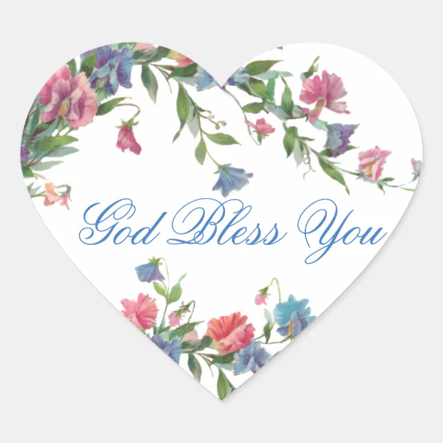 Spring Pastel Flowers Religious Heart Sticker | Zazzle