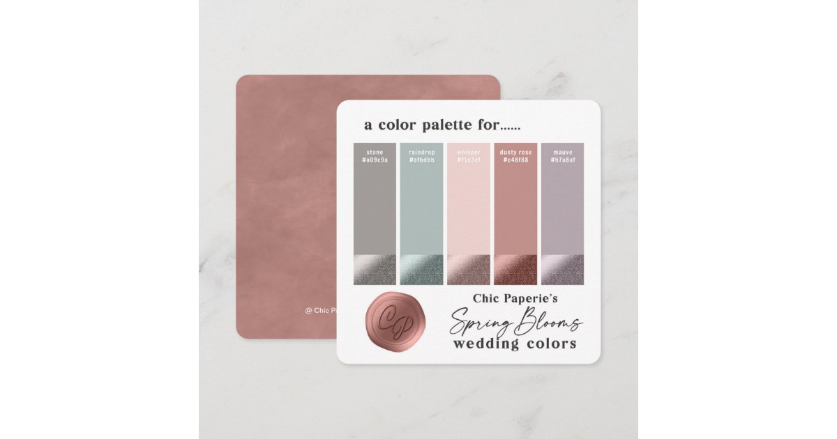 Spring Pink & Mauve Wedding Color Palette Card | Zazzle