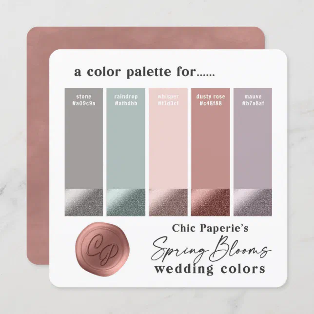 Spring Pink & Mauve Wedding Color Palette Card | Zazzle