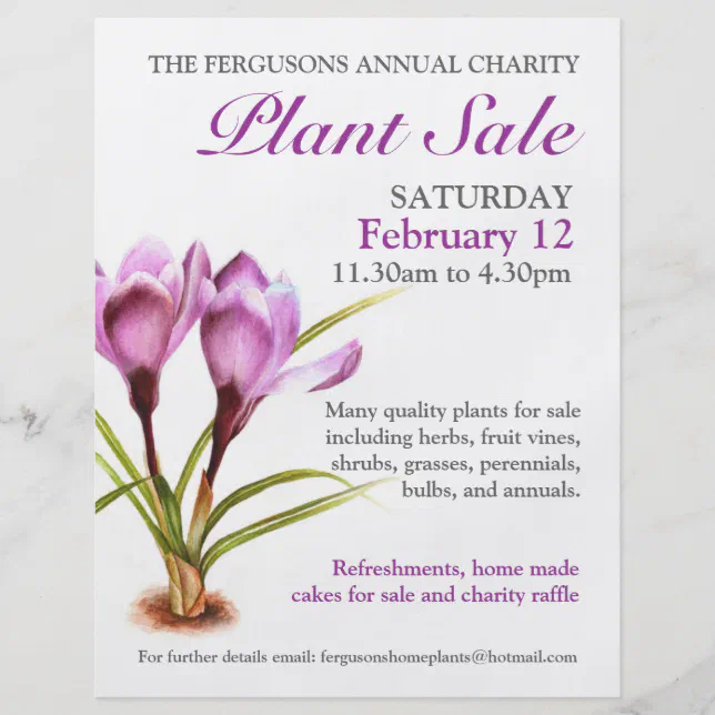 Spring plant sale crocus art promo flyer | Zazzle