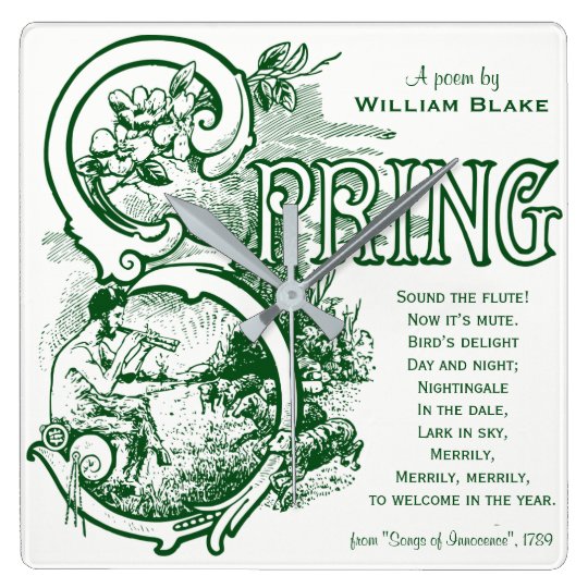 Spring Poem William Blake Victorian Art Satyr Lamb Square Wall Clock ...