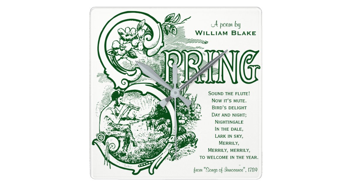Spring Poem William Blake Victorian Art Satyr Lamb Square Wall Clock ...