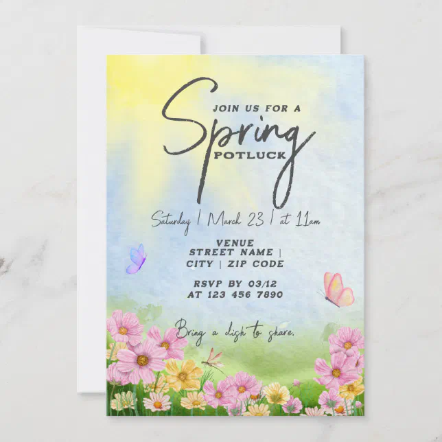 Spring Potluck Friendsgiving Grill and Chill Party Invitation | Zazzle