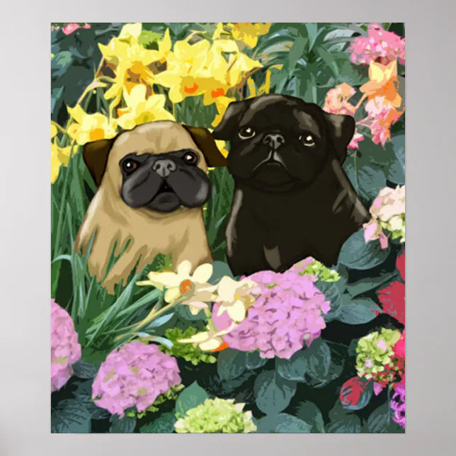 Spring Pugs Poster by Amy Cappelli | Zazzle