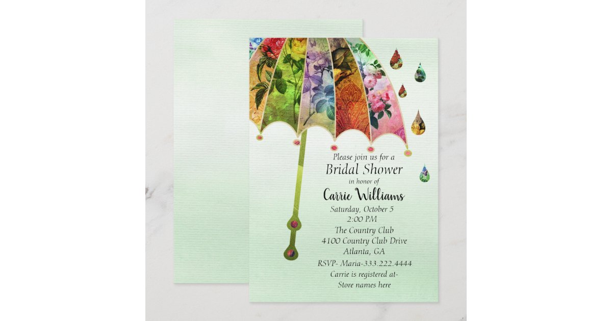 Spring Rain Bridal Shower Invitation | Zazzle