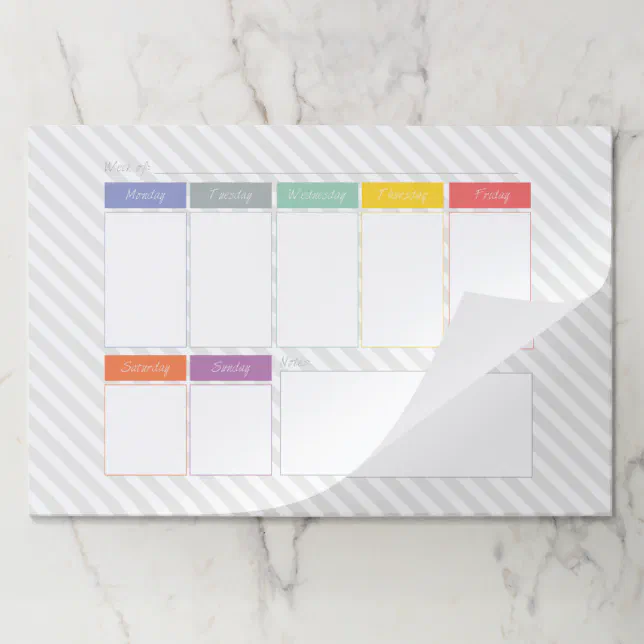 Spring Rainbow Weekly Calendar Large Tearaway Pad | Zazzle