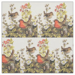 Red Robin Bird Pattern Fabric | Zazzle