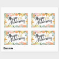 Spring Rose Floral Clover Happy Any Anniversary Rectangular Sticker ...