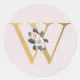 Spring roses gold initials sticker letter W | Zazzle
