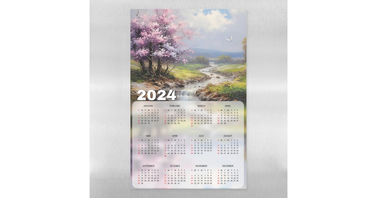Spring Scenery Oil Painting Art 2024 Calendars Magnetic Dry Erase Sheet ...