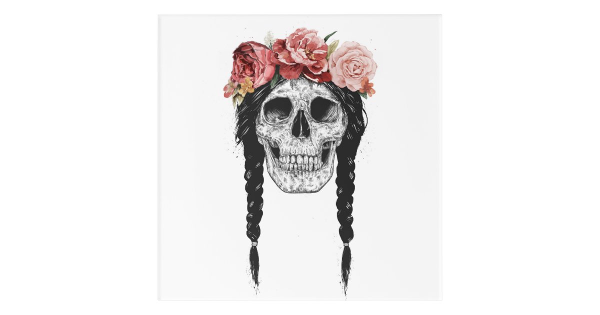 Spring skull acrylic print | Zazzle