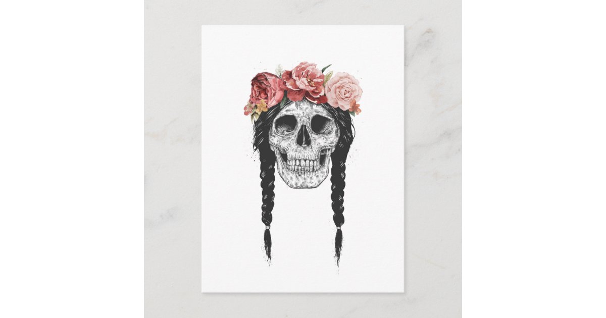Spring skull postcard | Zazzle