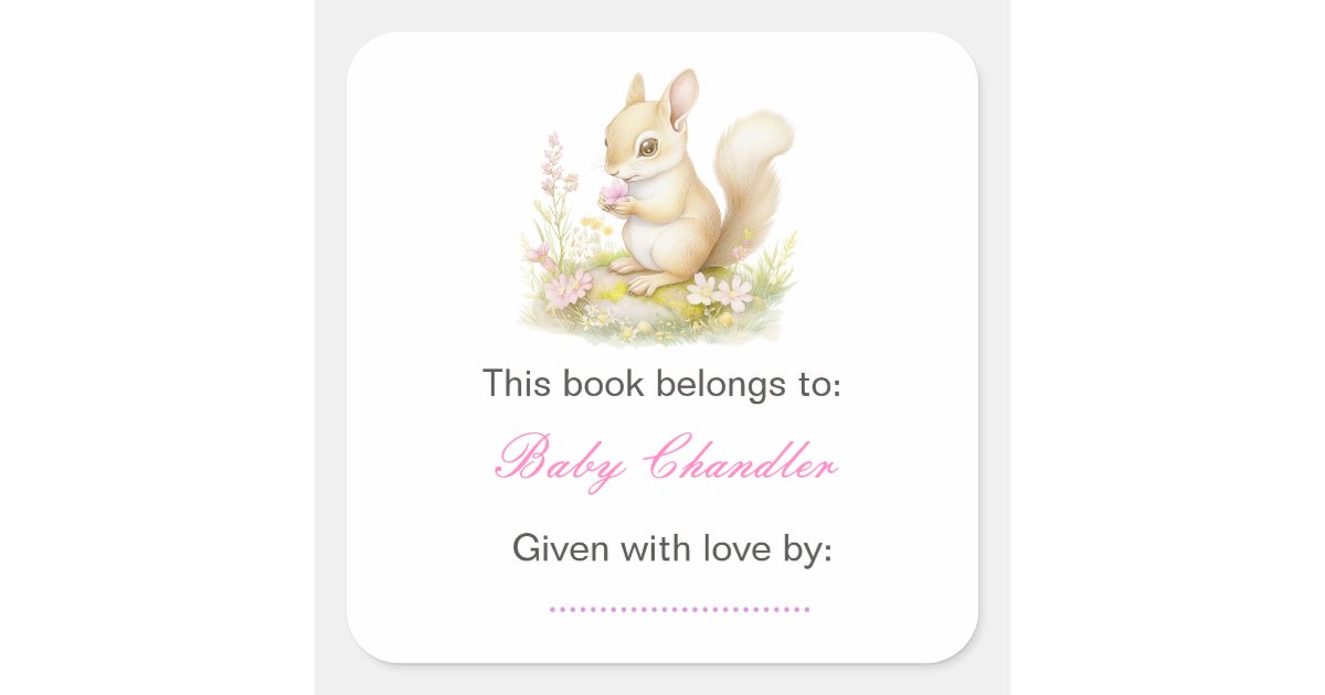 Spring Squirrel Baby Shower Square Sticker | Zazzle