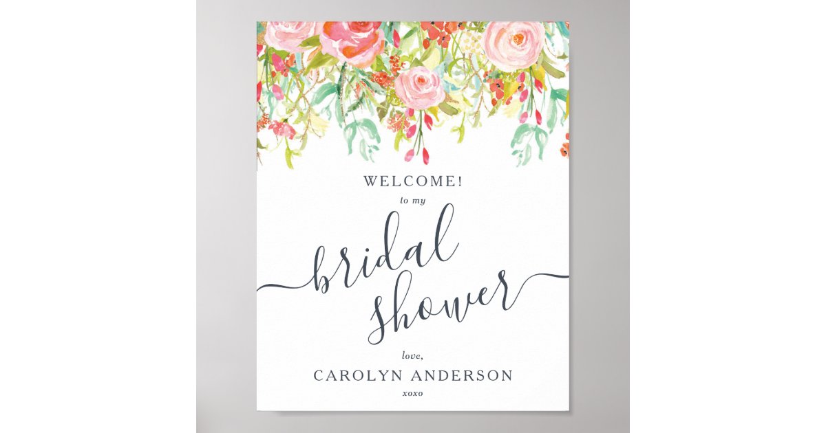 Spring Summer Floral | Bridal Shower Welcome Sign | Zazzle