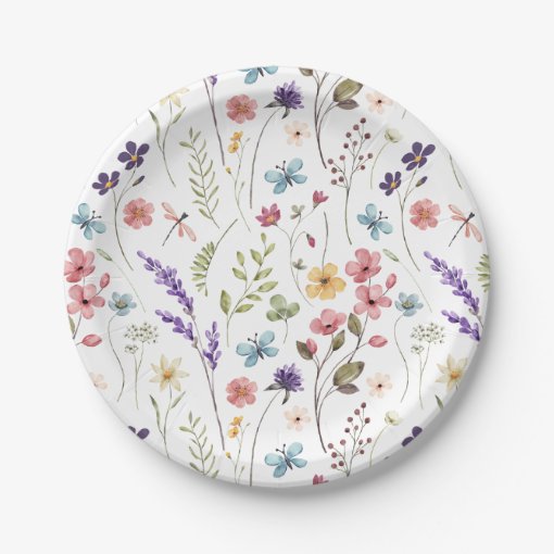 Spring Summer Floral Wildflowers Bridal Shower Paper Plates | Zazzle