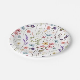 Spring Summer Floral Wildflowers Bridal Shower Paper Plates | Zazzle