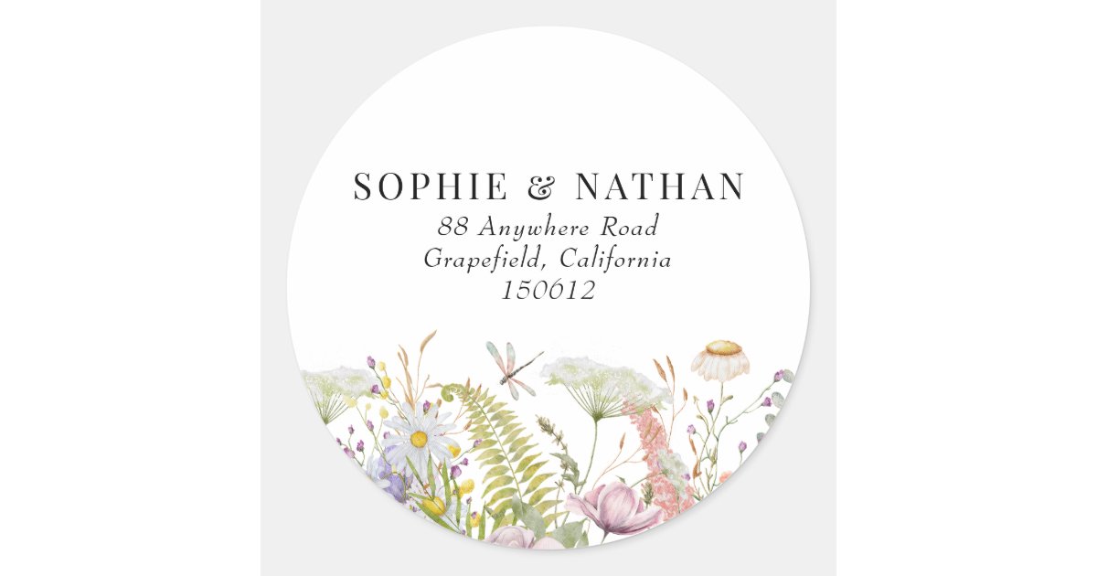 Spring Summer Wildflower Wedding Round Stickers | Zazzle